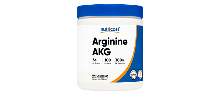 Akg Supplement Nutricost Arginine AKG Powder 300g - 3g Per Serving, 100 ...